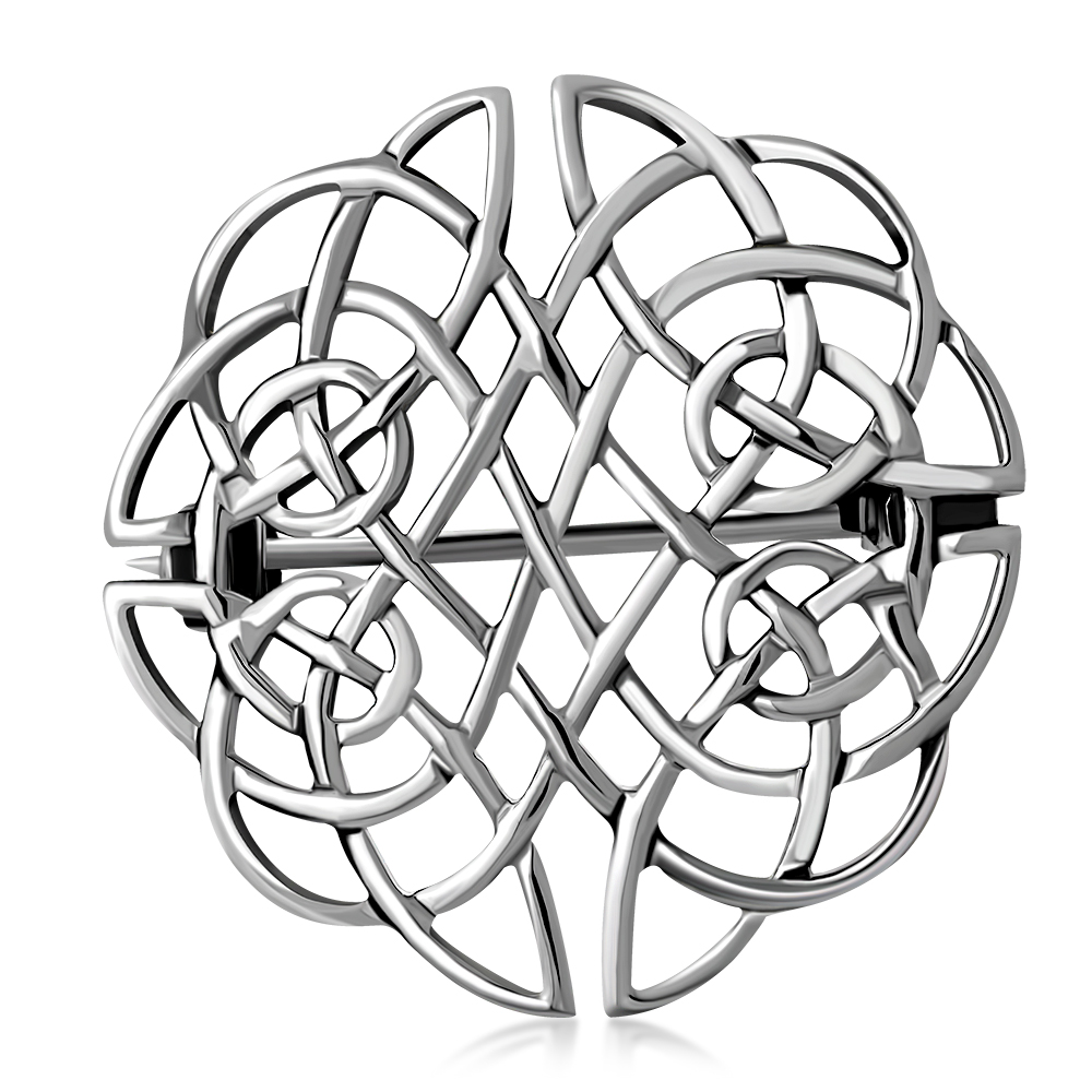 Celtic Brooches : Large Celtic Knot Sterling Silver Brooch - br5