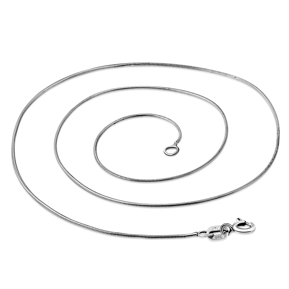 Silver Chains: 0.8mm-Wide 45cm-Long | Sterling Silver Snake Link Chain