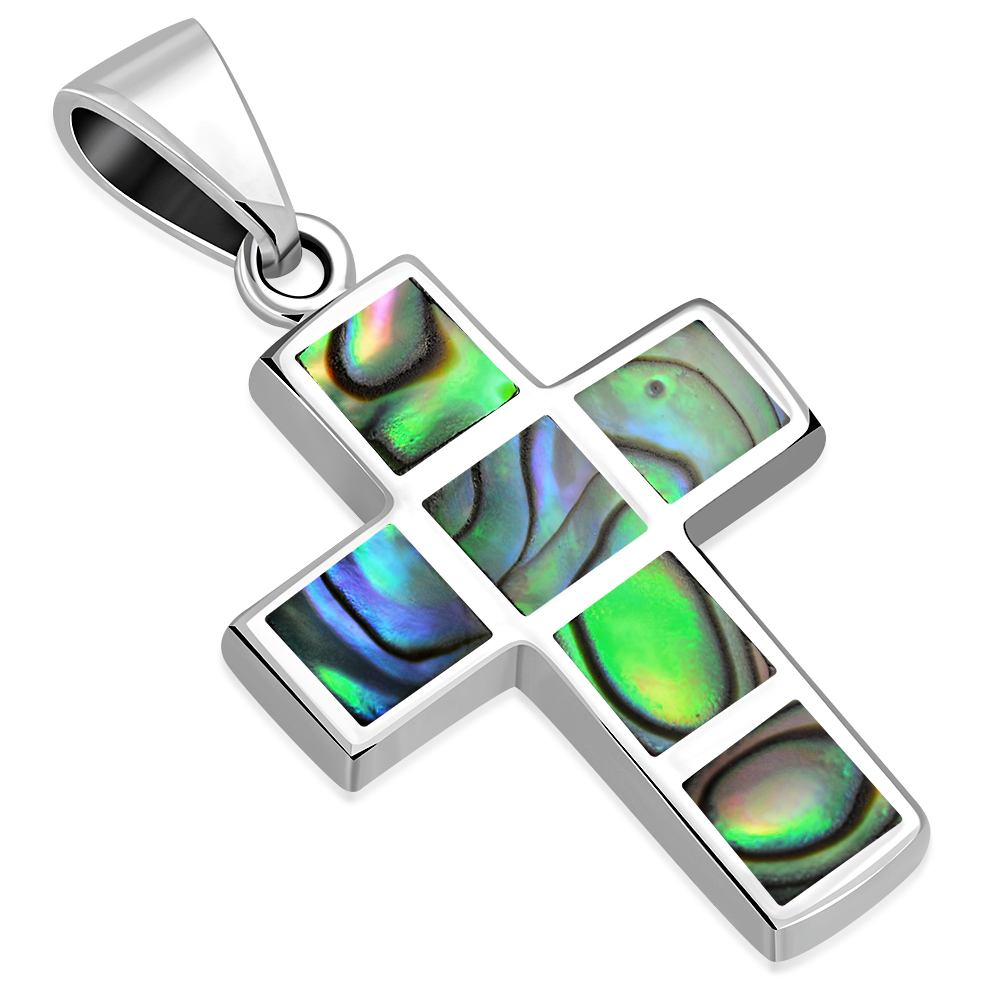 Stone Pendants: Abalone Sea Shell Cross Pendant, p549