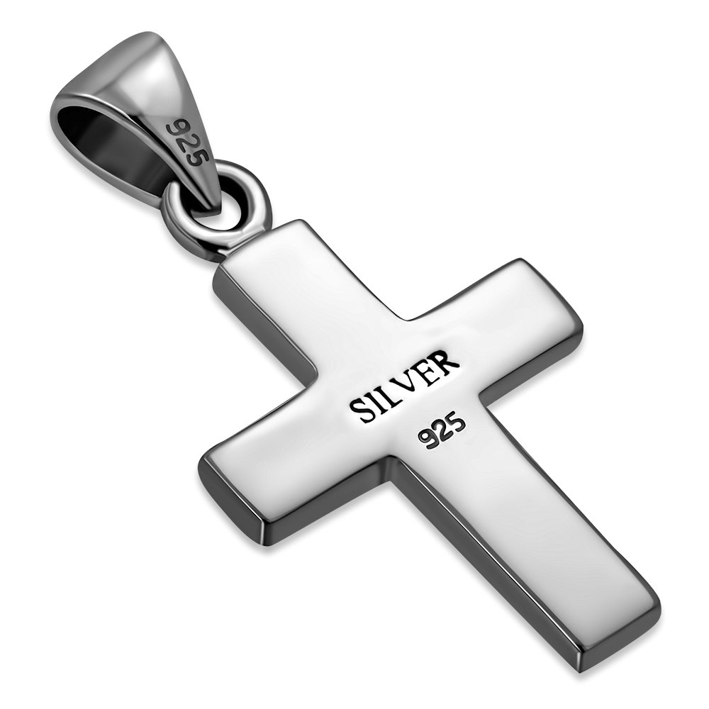 Christian Plain Pendants: Medium Thick Sterling Silver Cross Pendant, pn006
