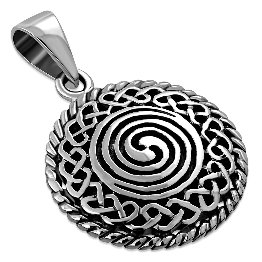 Plain Pendants: Eternity Life & Death Circle Celtic Silver Pendant