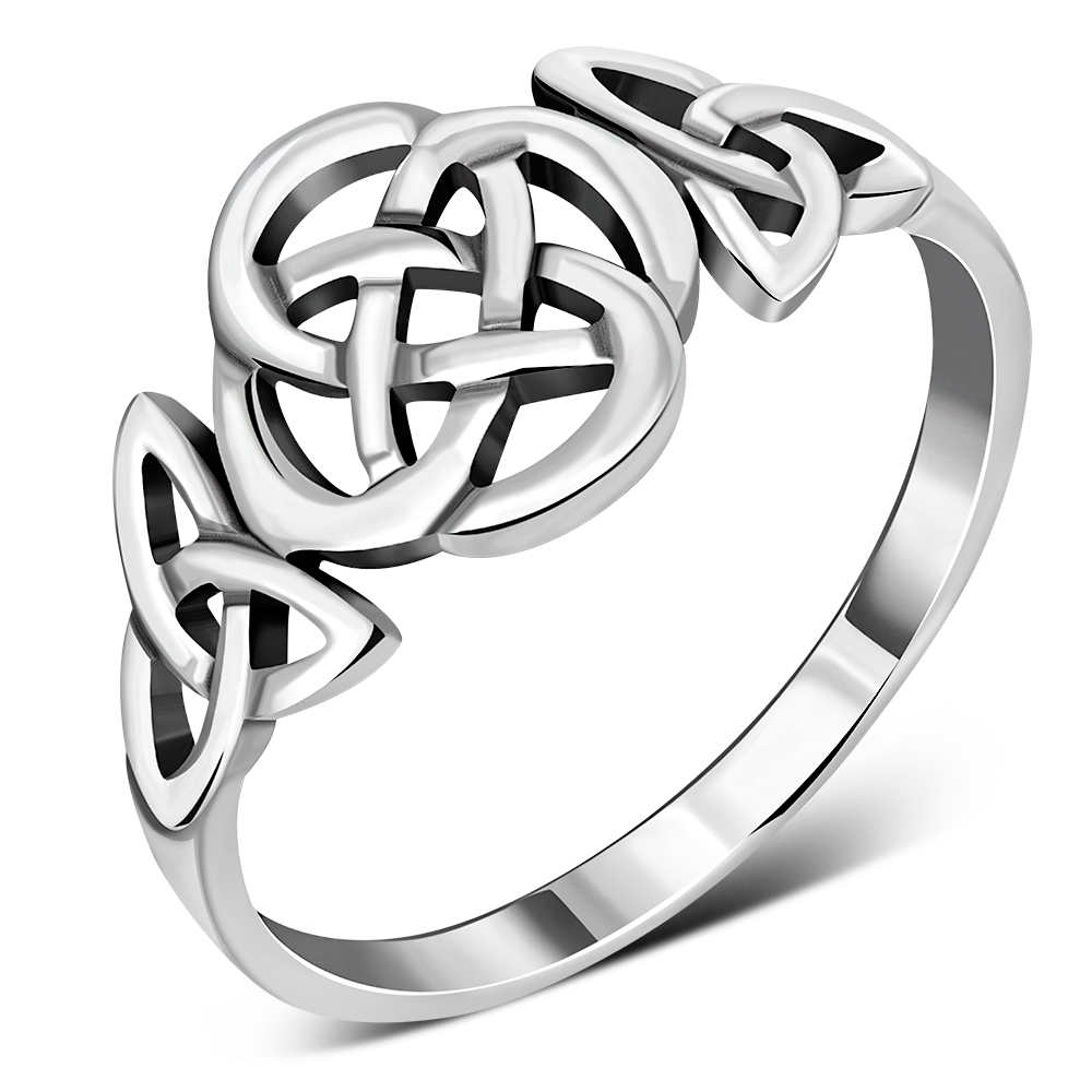 Celtic Plain Rings: Plain Celtic and Trinity Knots Silver Ring, rp543