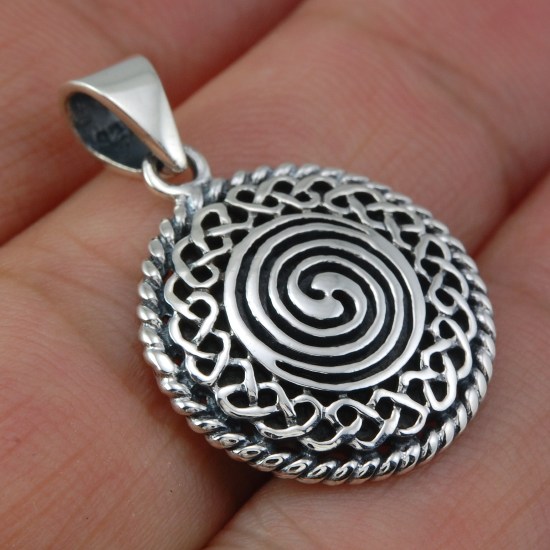Plain Pendants: Eternity Life & Death Circle Celtic Silver Pendant